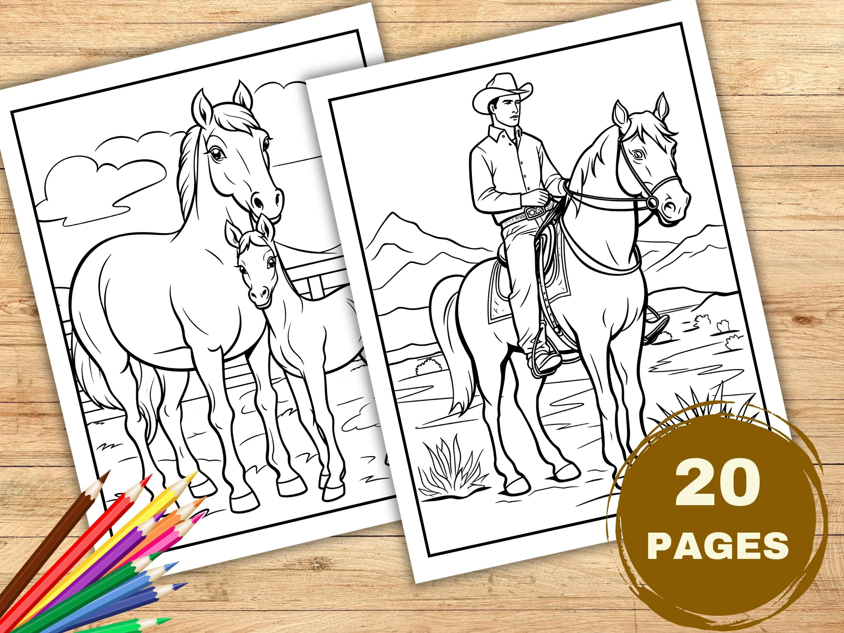 Horse Coloring Pages, 20 Printable Pages for Teens & Adults Horses ...