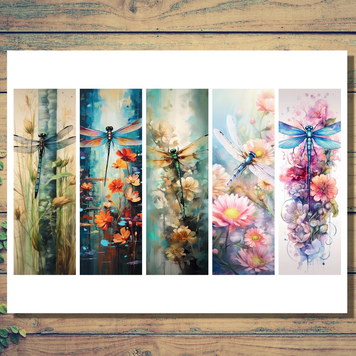 Dragonfly Bookmark Printable Bookmarks Flower Nature Fantasy - Etsy