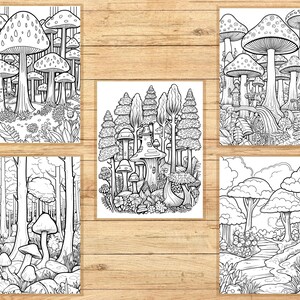 Mushroom Forest Coloring Pages, 10 Printable Fantasy Enchanted Forest ...