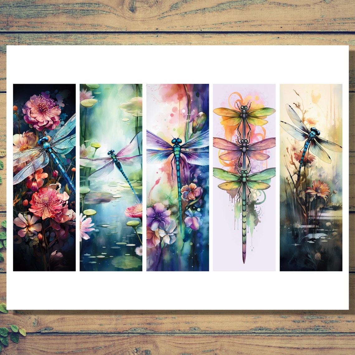 Dragonfly Bookmark Printable Bookmarks Flower Nature Fantasy - Etsy