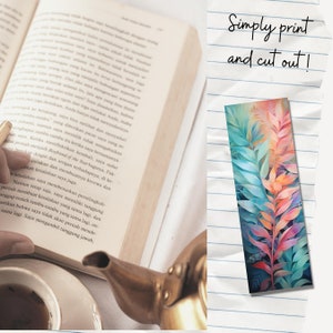 Colorful Leaves Bookmarks Printable Bookmark Colorful Leaf Fern Garden ...
