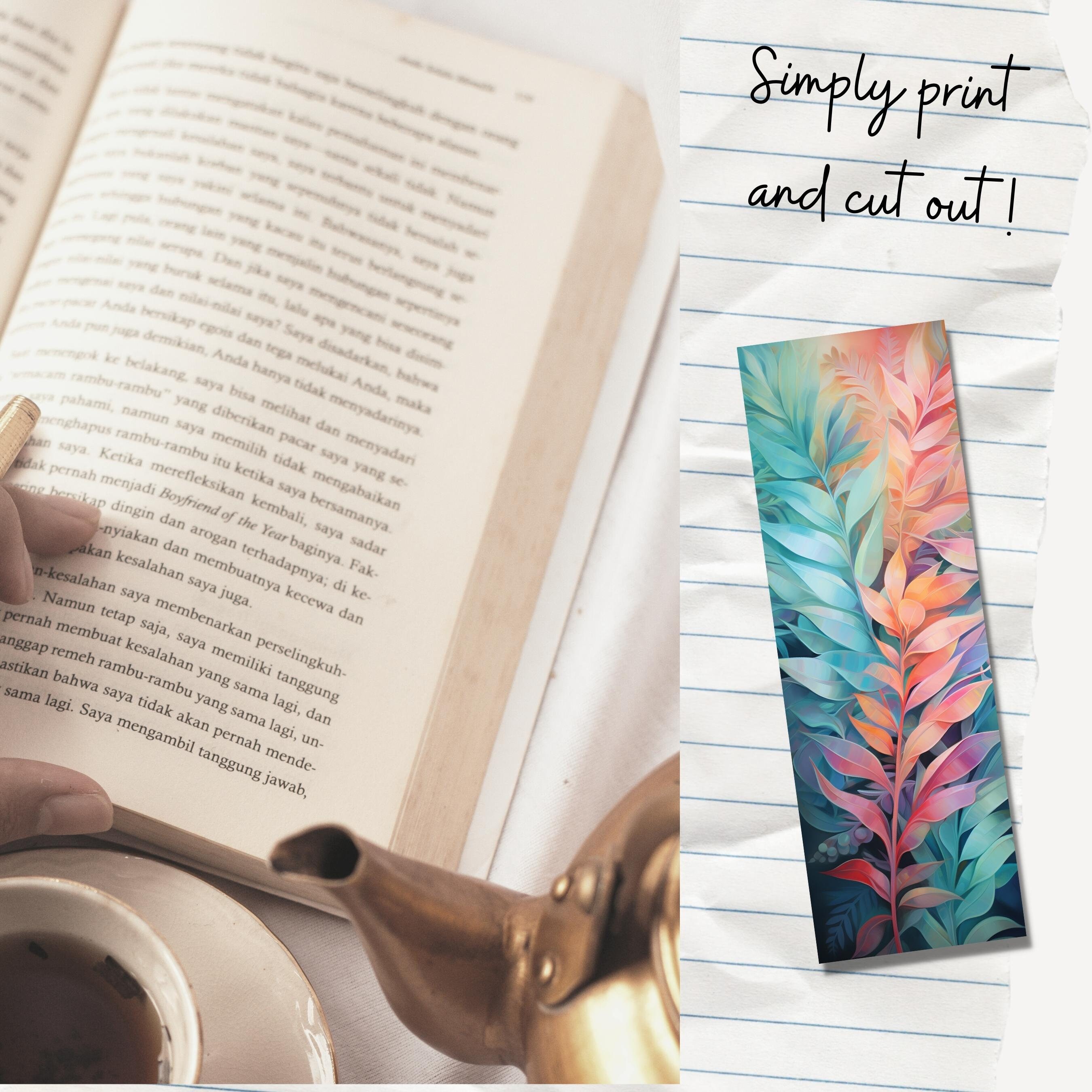 Colorful Leaves Bookmarks Printable Bookmark Colorful Leaf Fern Garden ...