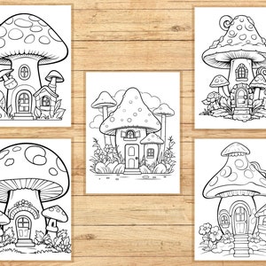 Mushroom House Coloring Page, 15 Printable Fantasy Enchanted Mushroom ...