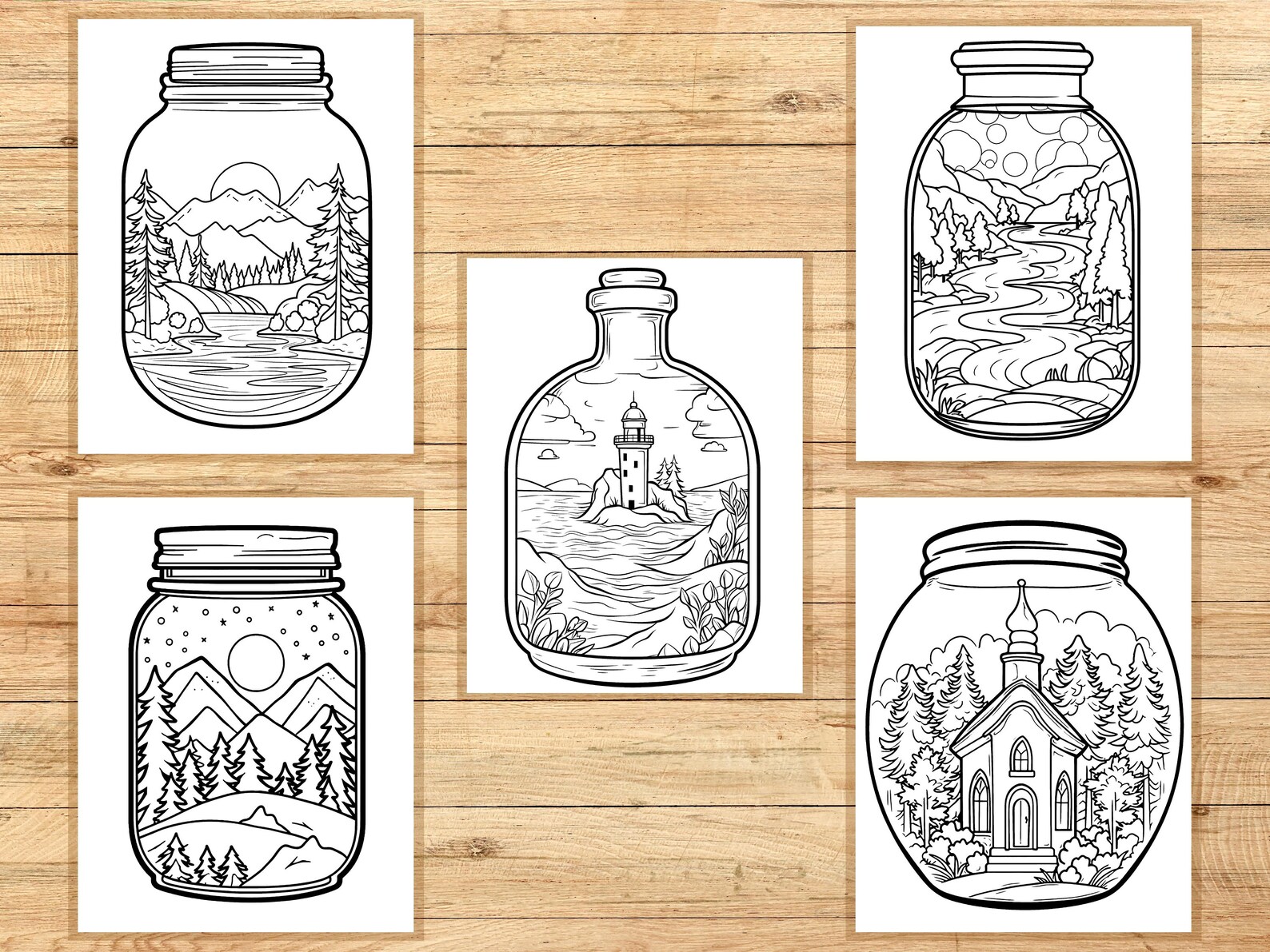 Landscape in a Jar Coloring Page, 10 Printable Coloring Pages for Kids ...