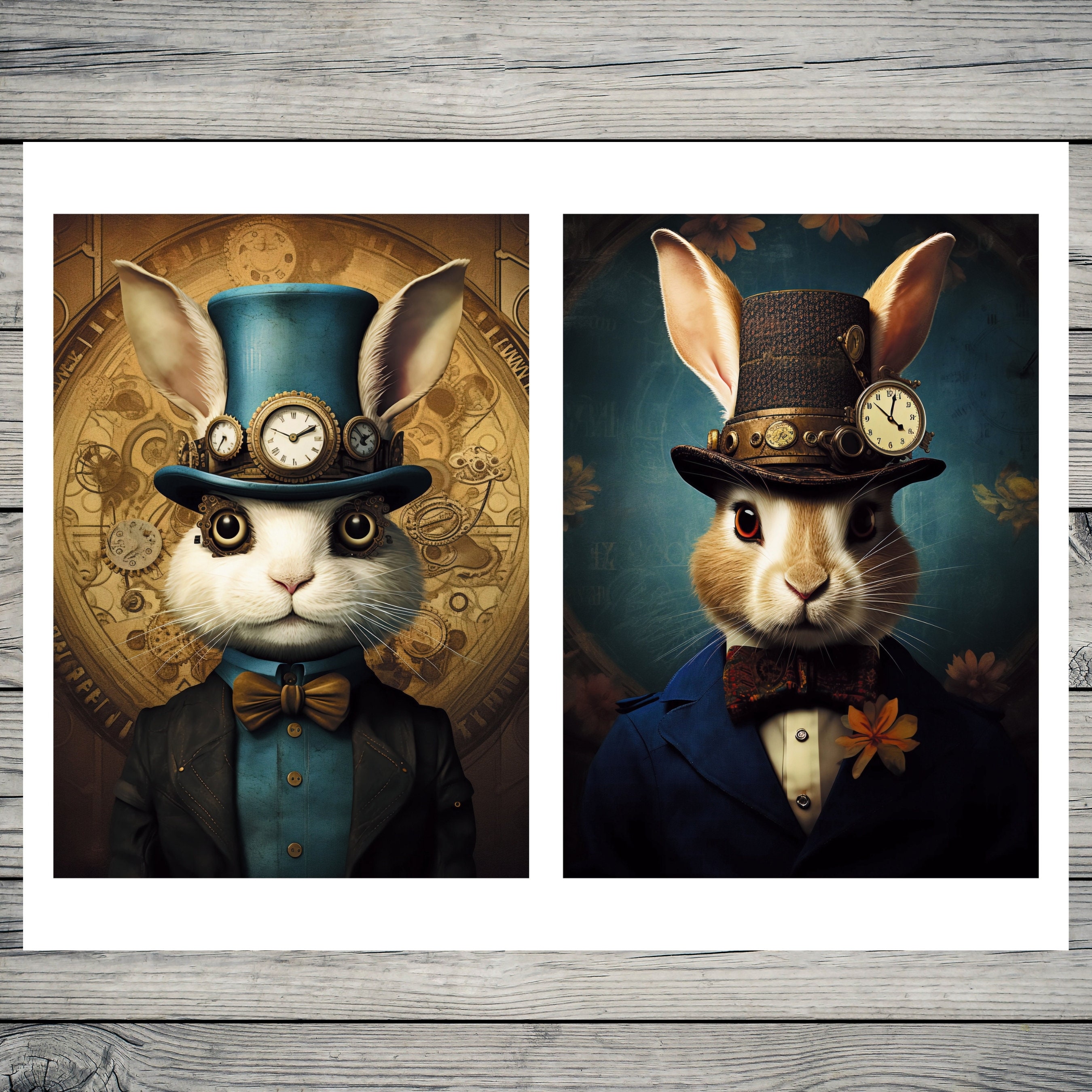 Steampunk Rabbit Printable Junk Journal Cards ATC Card Making Rabbit ...