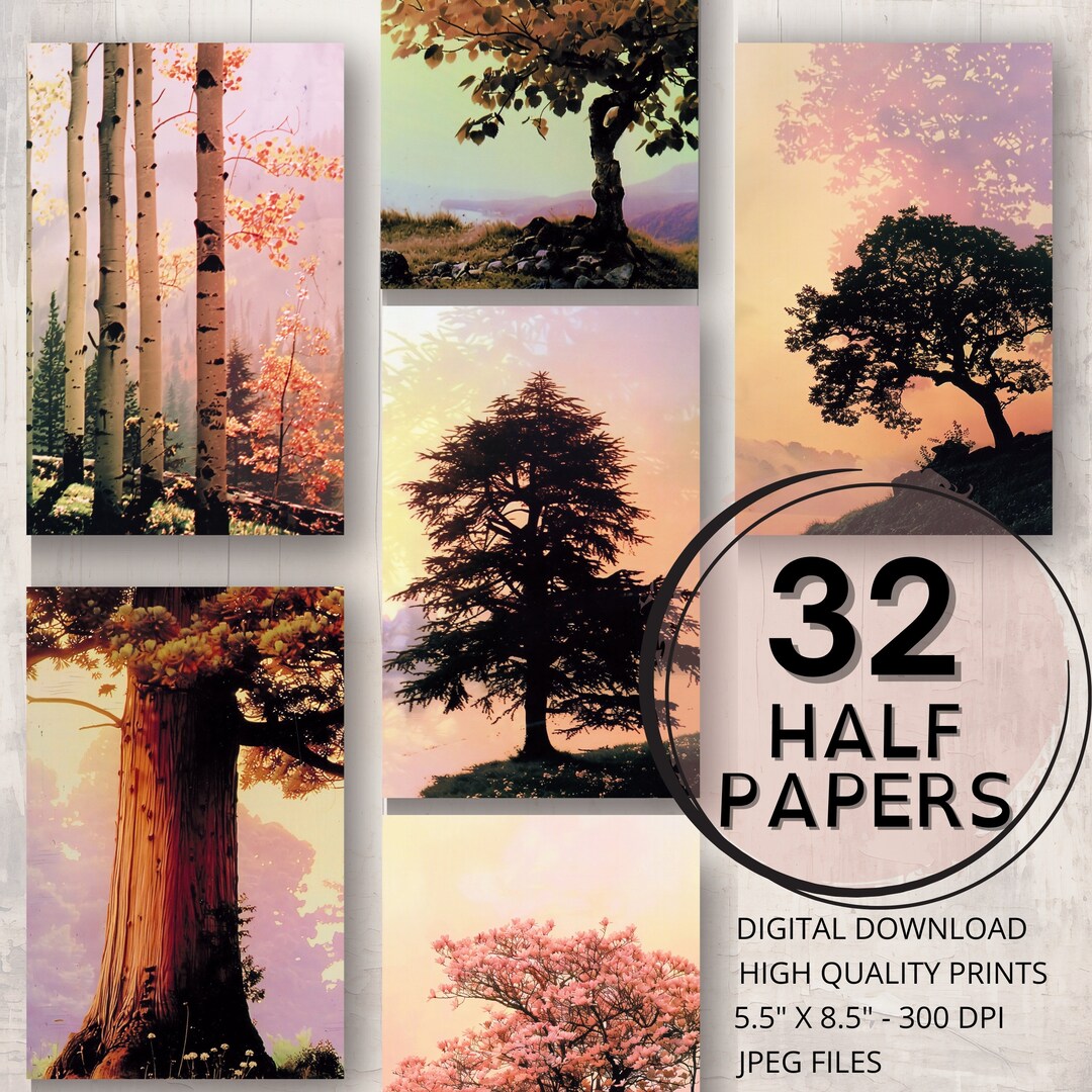 Trees Journal Half Papers Tree Printable Pages Vintage Photo Style ...