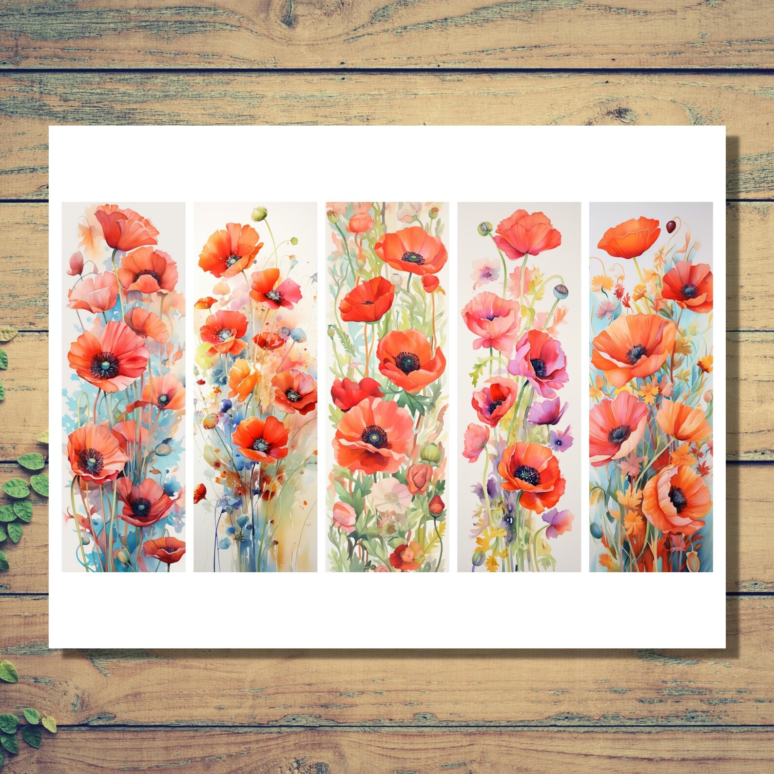Poppies Printable Bookmarks Poppy Printable Watercolor - Etsy