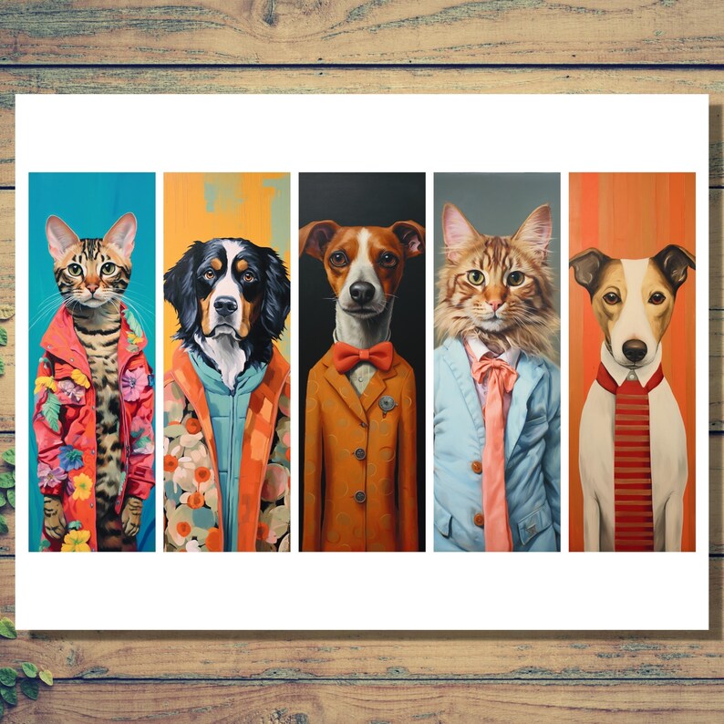 Cats and Dogs Bookmarks Printable Bookmark Funny Colorful Bookmark ...