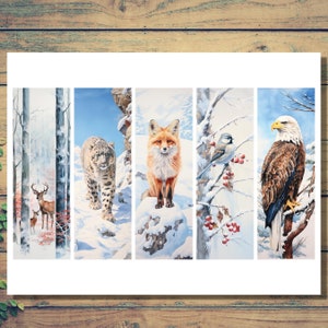 Winter Animal Bookmarks Printable Bookmark Winter Woodland Animals ...