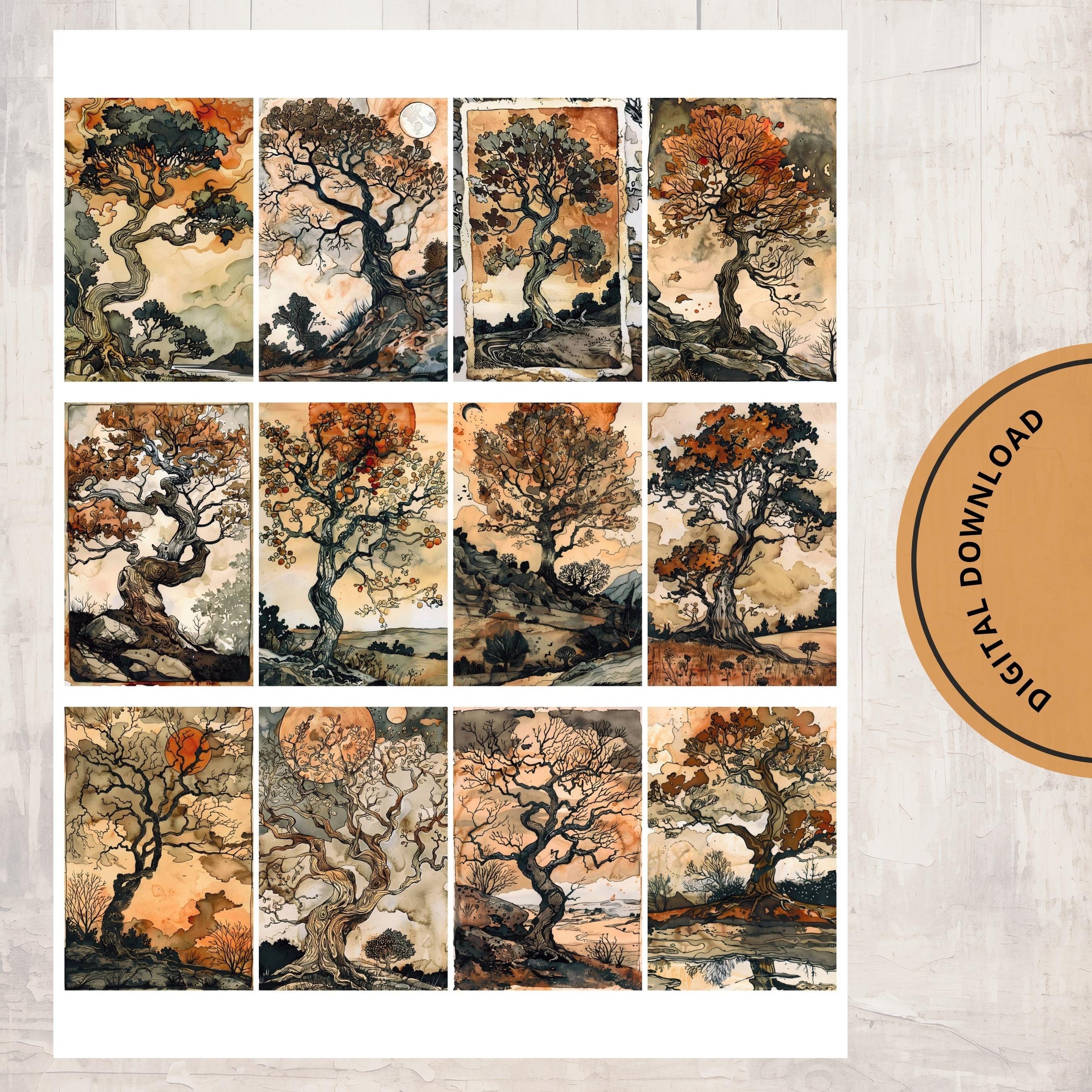 Earthy Tree Journal Half Papers Tree Printable Pages Scrapbooking ...