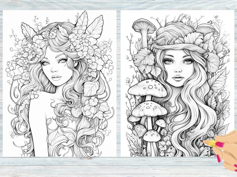 Forest Fairy Girls Coloring Pages, 5 Printable Coloring Pages ...
