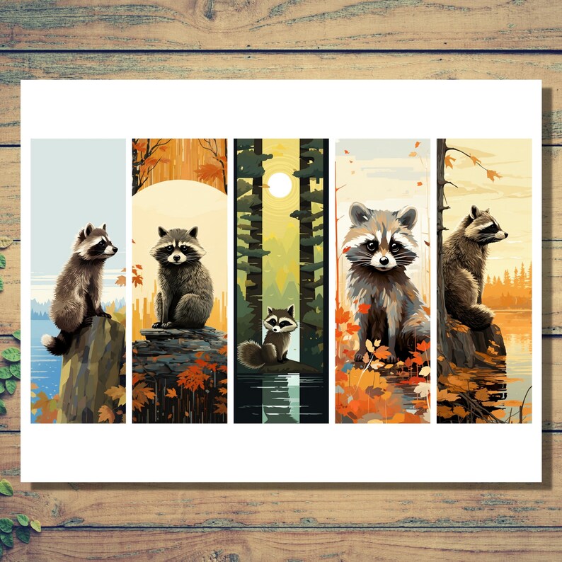 Raccoon Printable Bookmarks Animal Bookmark PNG PDF JPG Raccoon ...