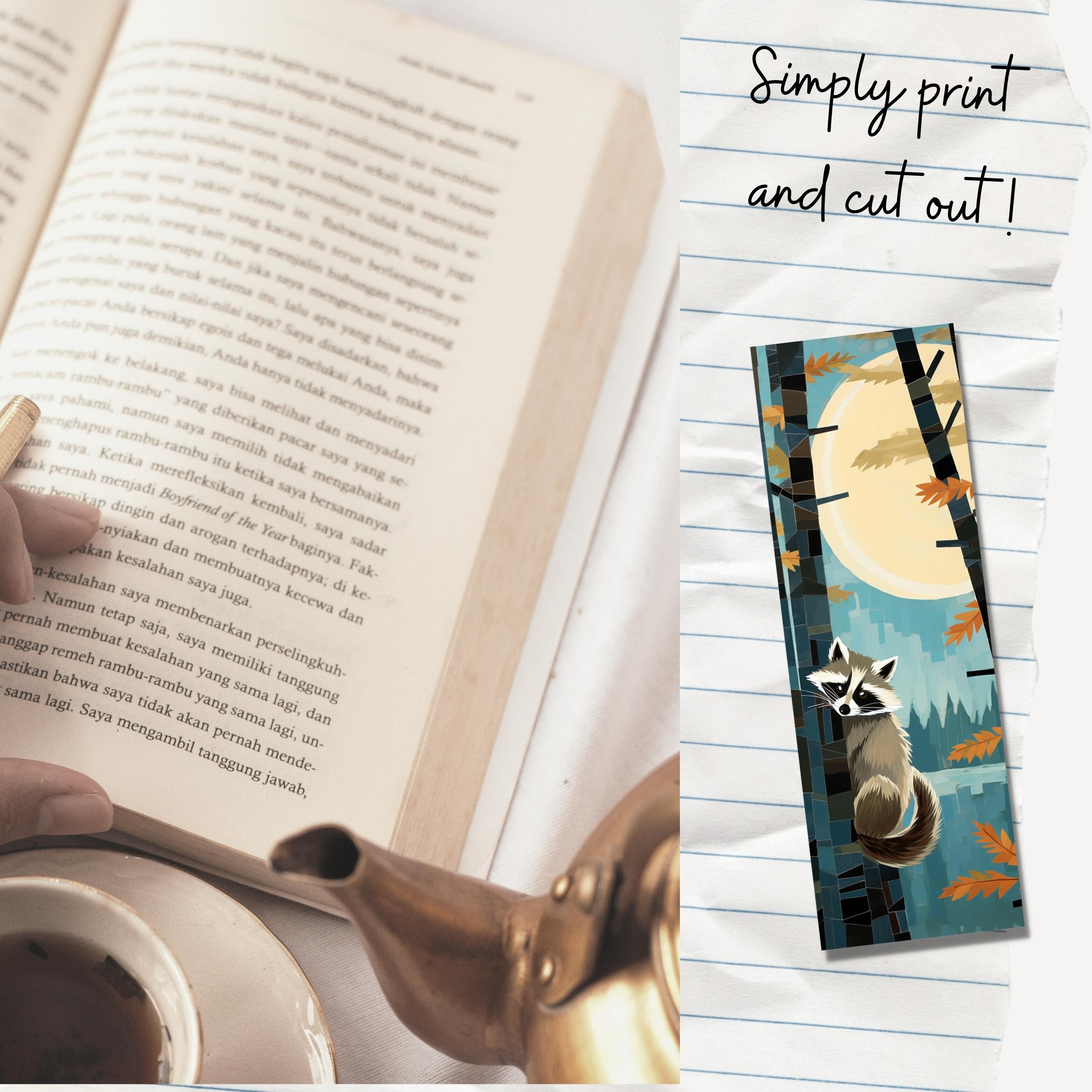 Raccoon Printable Bookmarks Animal Bookmark PNG PDF JPG Raccoon ...