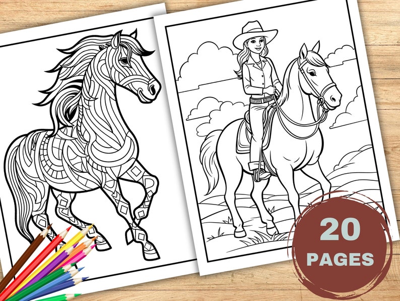 Horses Coloring Pages, 20 Printable Pages for Girls Horses Coloring ...
