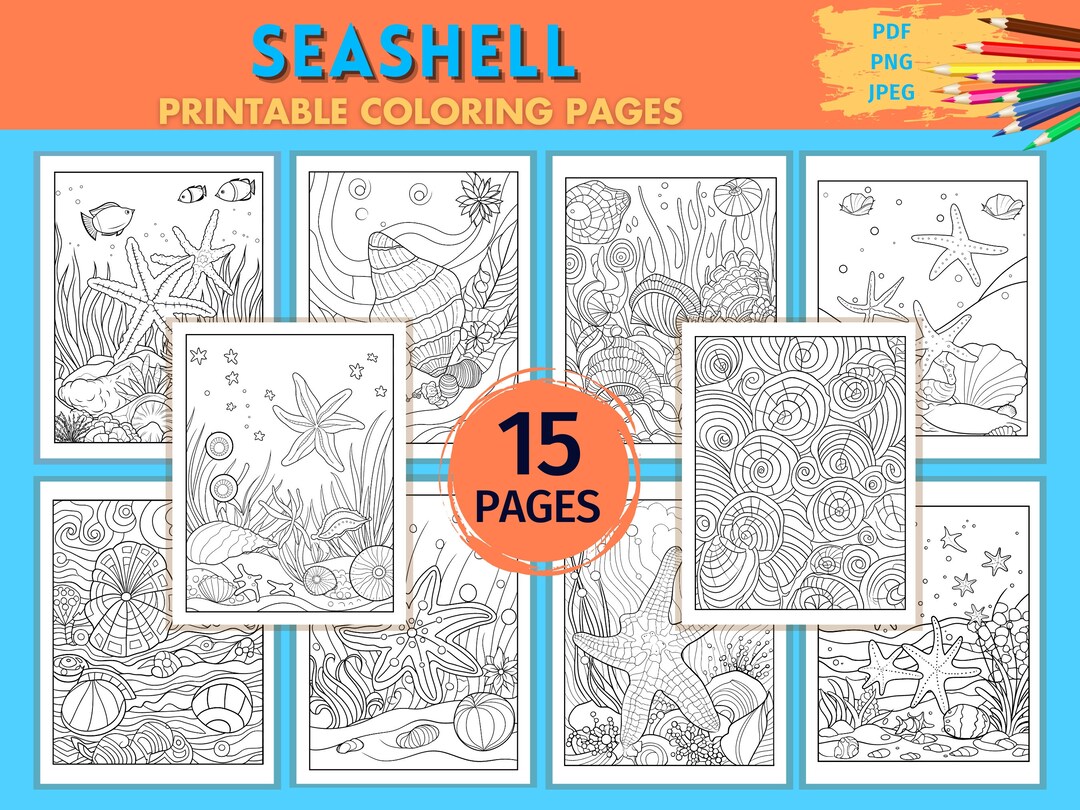 Seashell Coloring Pages, 15 Printable Ocean Themed Coloring Pages ...