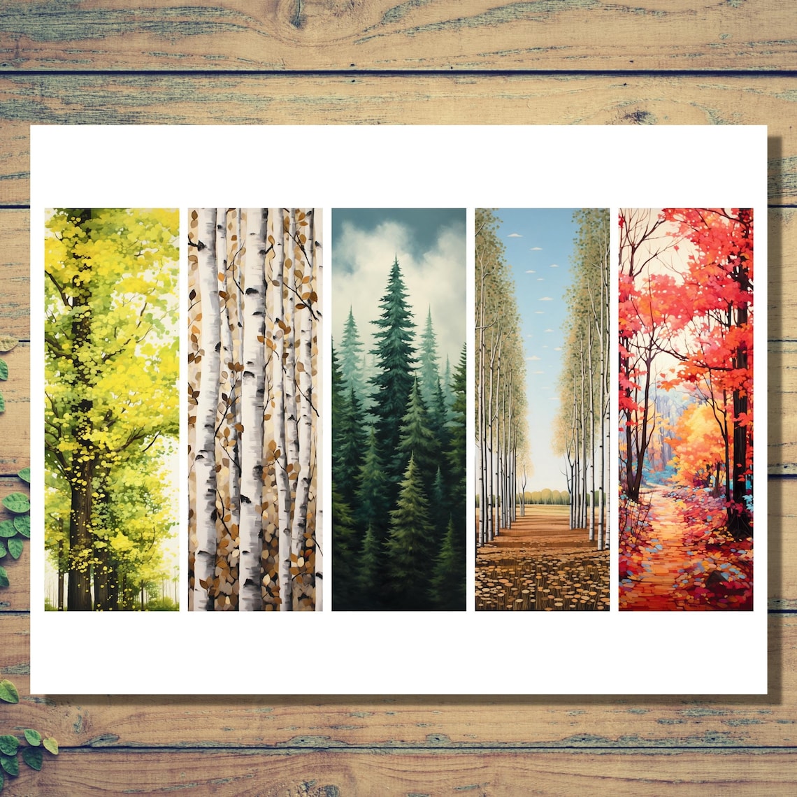 Trees Bookmark Printable Bookmarks Landscape Bookmark PNG PDF JPG Tree ...