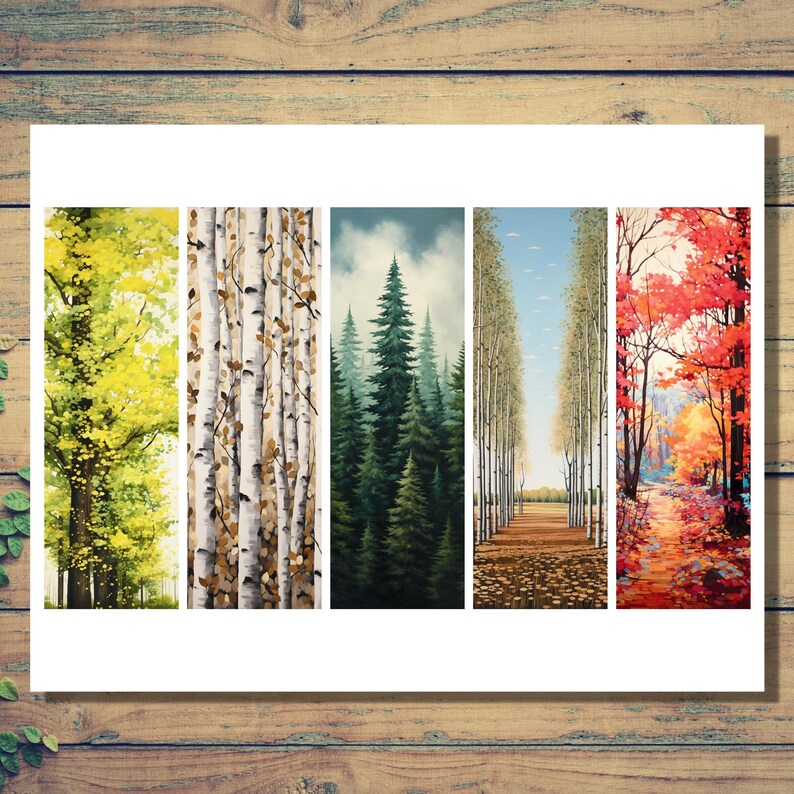 Trees Bookmark Printable Bookmarks Landscape Bookmark PNG PDF JPG Tree ...