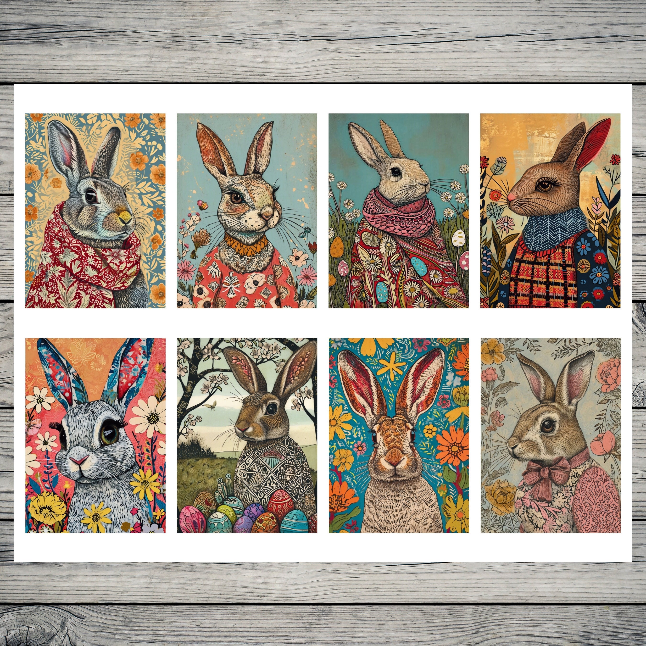 Spring Rabbit Printable Junk Journal Cards ATC Card Making Rabbit ...