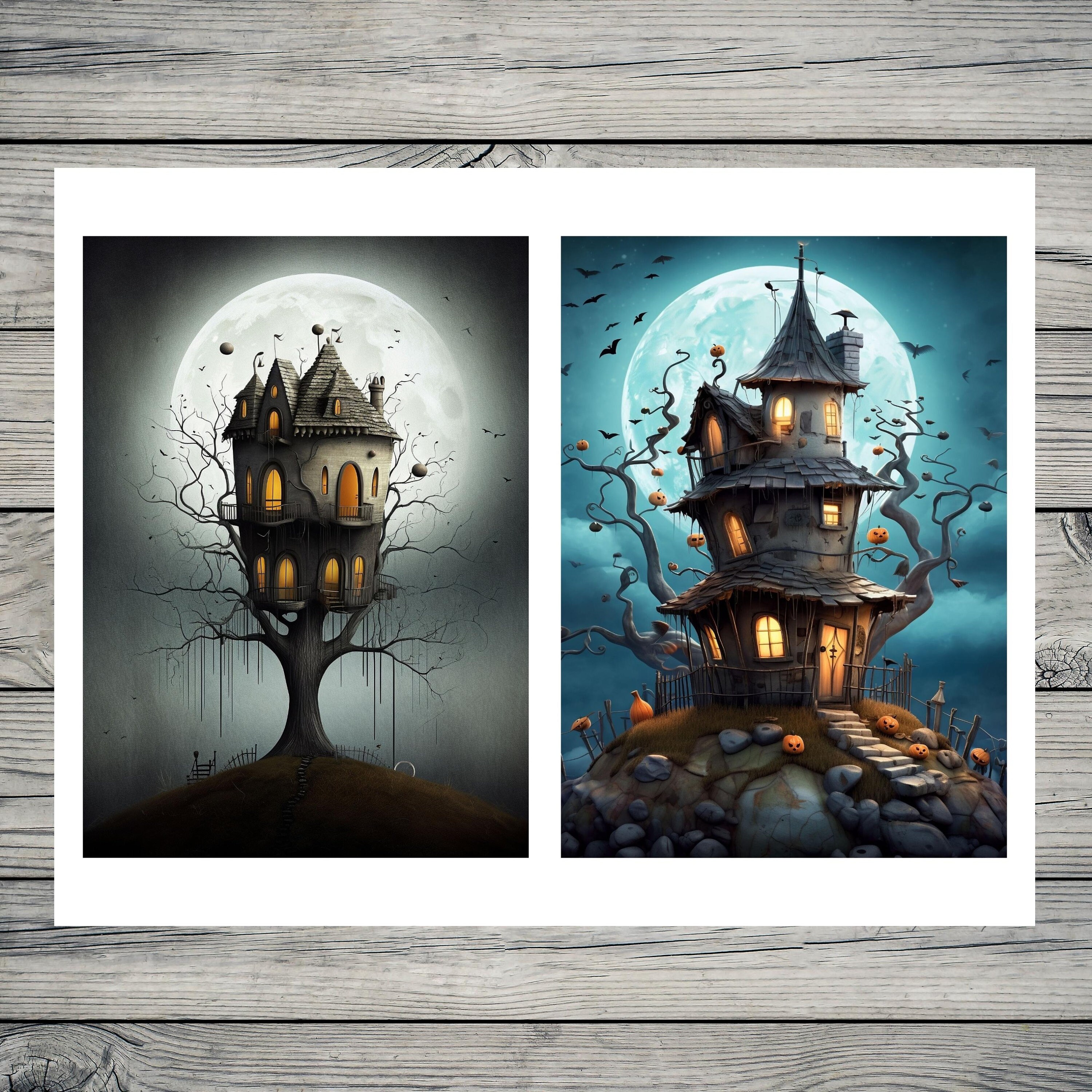 Spooky House Printable Digital Image Junk Journal ATC Cards Hallloween ...