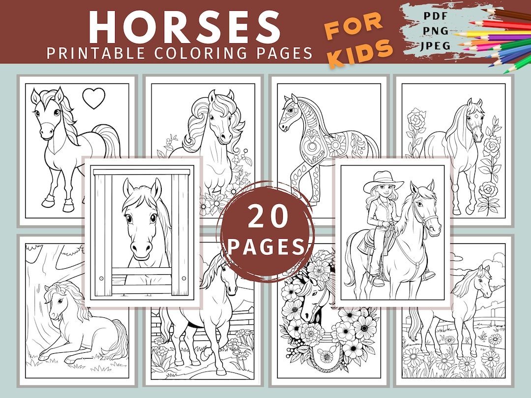 Horses Coloring Pages, 20 Printable Pages for Girls Horses Coloring ...