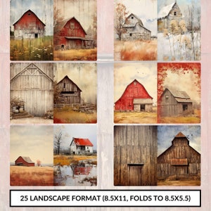 Barn Junk Journal Paper BIG BUNDLE Digital Papers Pack Collage ...