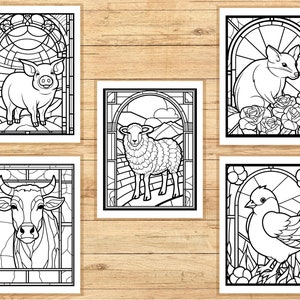 Farm Animal Stained Glass Pattern Coloring Page 20 Printable Pages JPEG ...