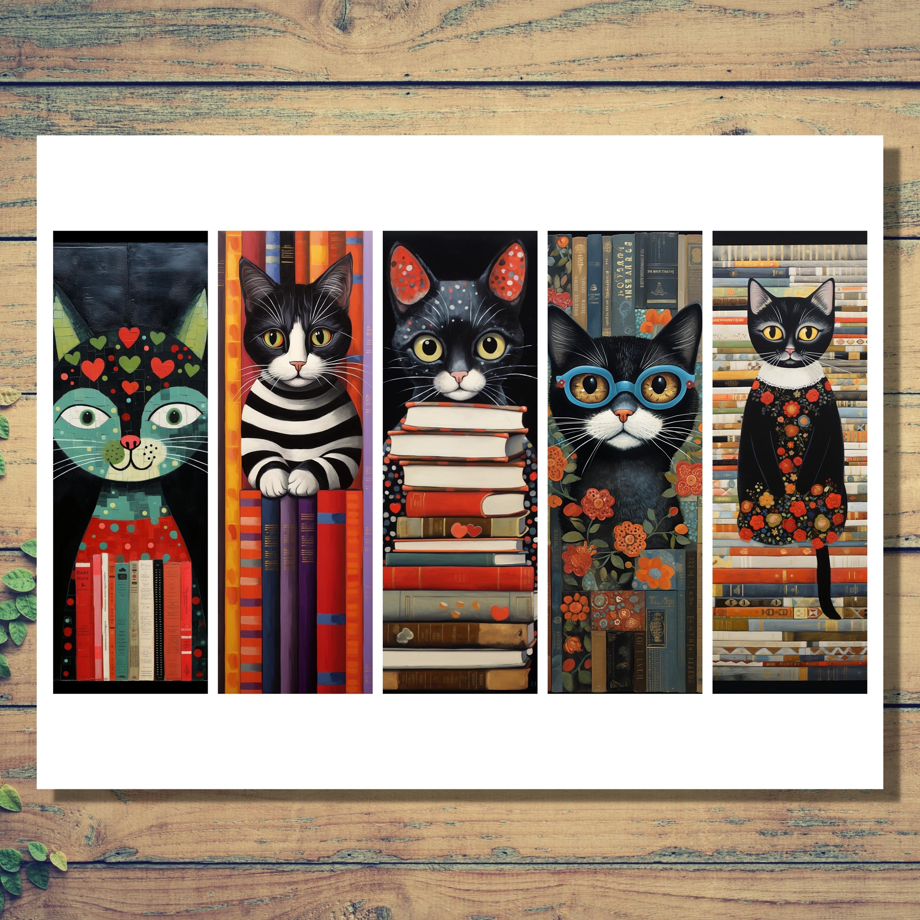 Cat With Books Bookmark Printable Bookmarks Funny Cat Bookmark Book ...