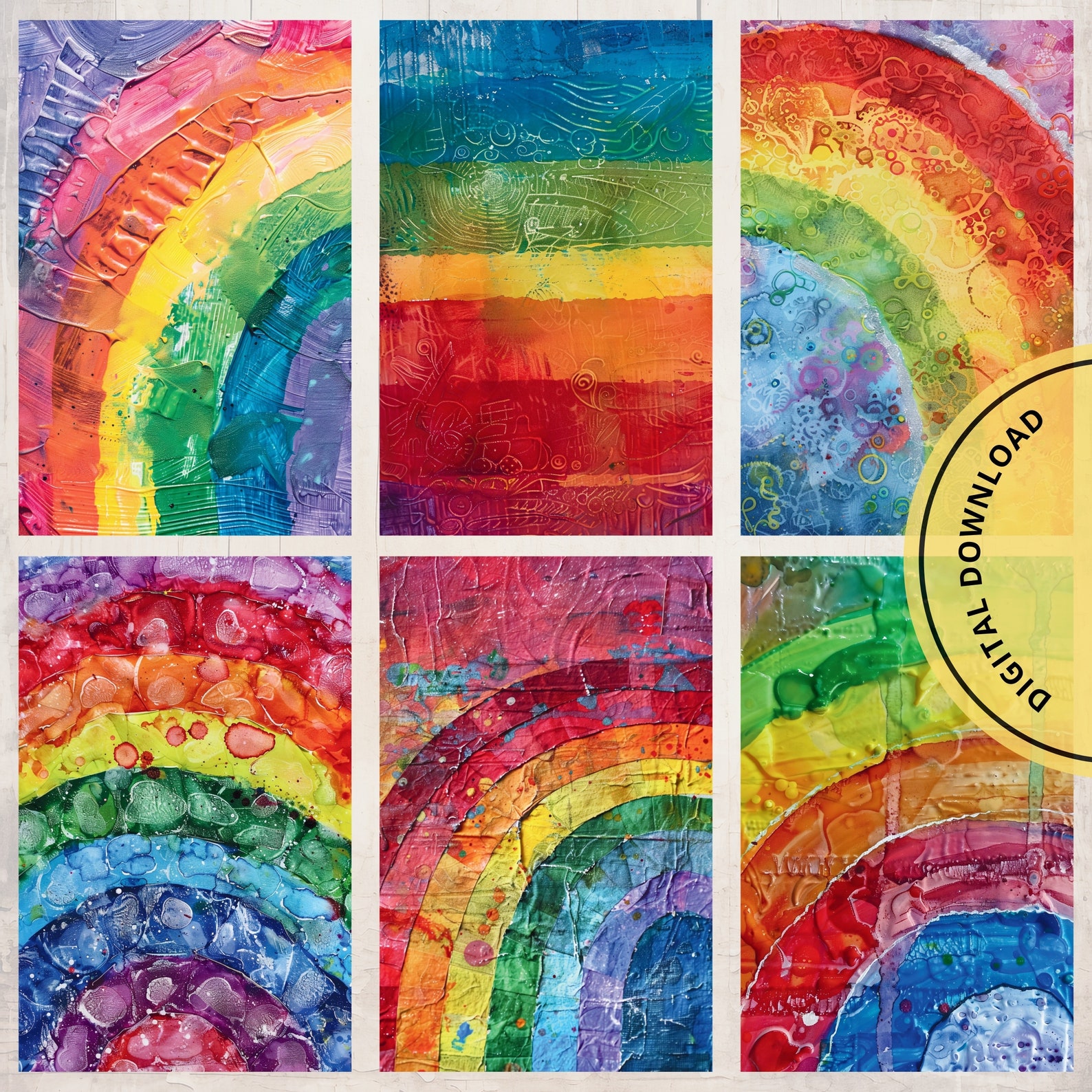 Painted Rainbow Journal Half Papers Colorful Printable Pages Rainbow ...