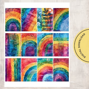 Painted Rainbow Journal Half Papers Colorful Printable Pages Rainbow ...