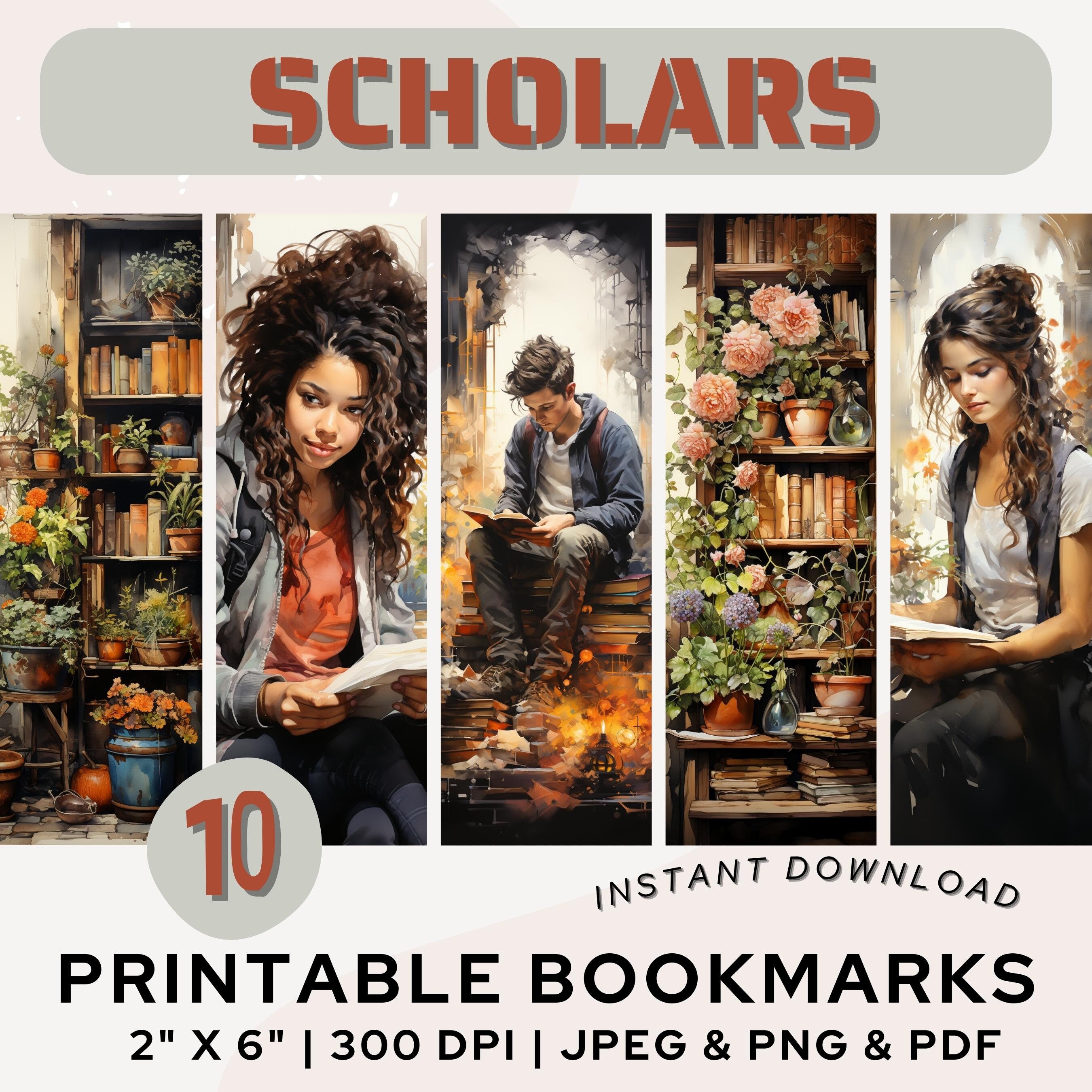 Scholars Bookmark Printable Bookmarks Book Bookshelf Readers - Etsy