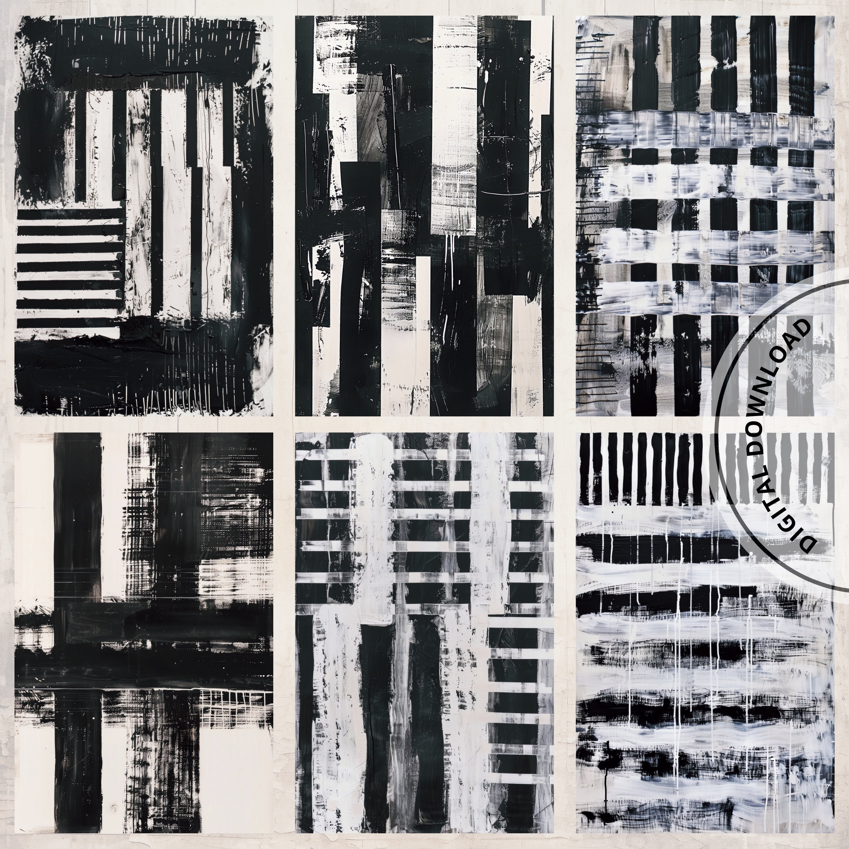 Black and White Stripes Half Papers Printable Pages Abstract Painting ...
