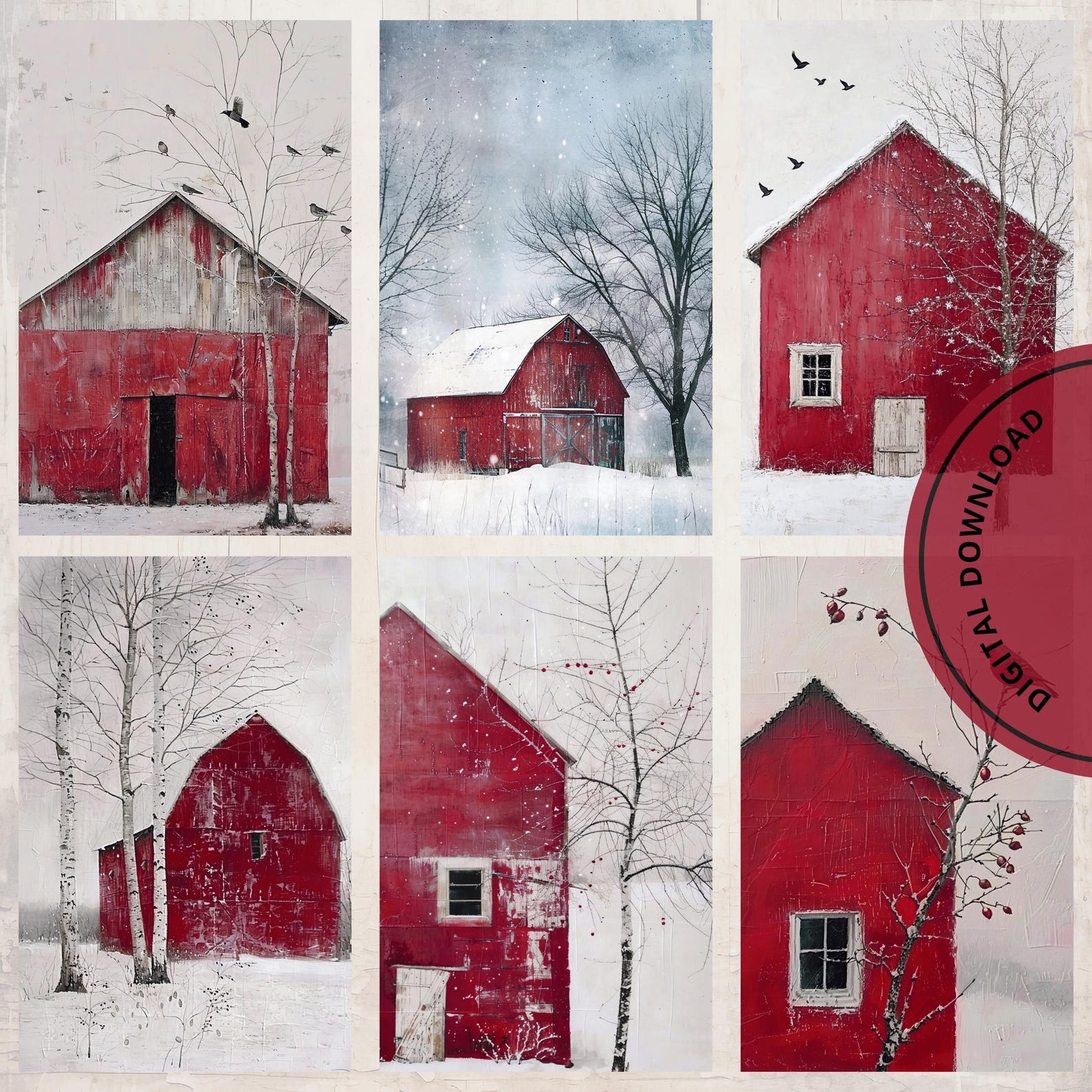 Winter Red House Red Barn Journal Half Papers Printable Page Winter ...