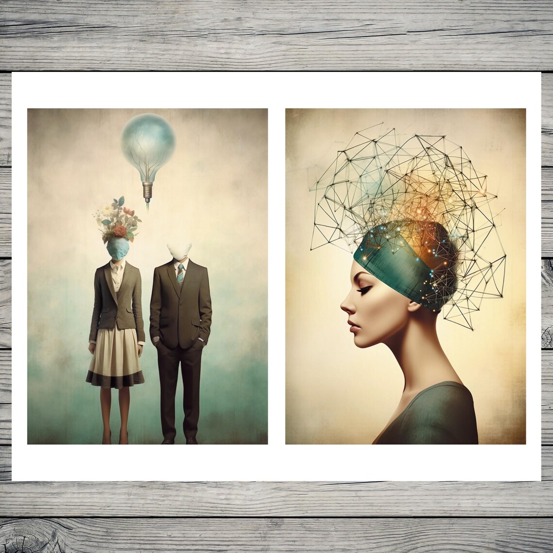 Visual Brainstorm Printable Junk Journal Cards ATC Card Making Surreal ...