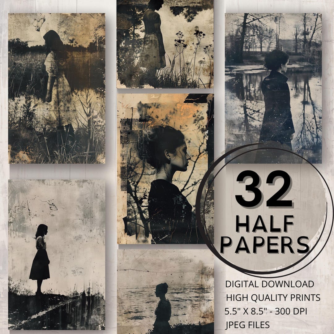 Vintage Photo Woman Journal Half Papers Printable Page Scrapbooking ...