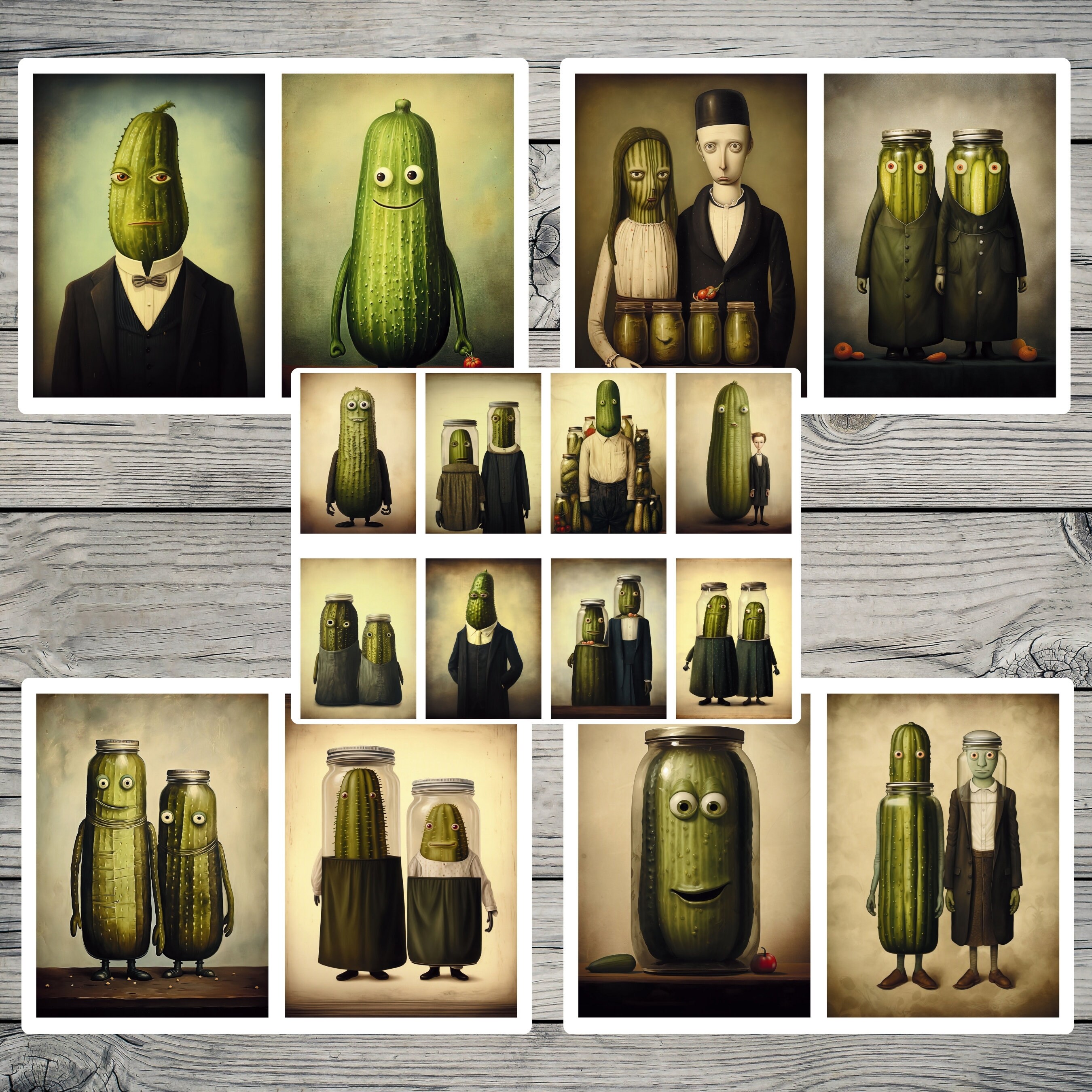 Pickles Printable Junk Journal Cards ATC Card Making Surreal Art Garden ...