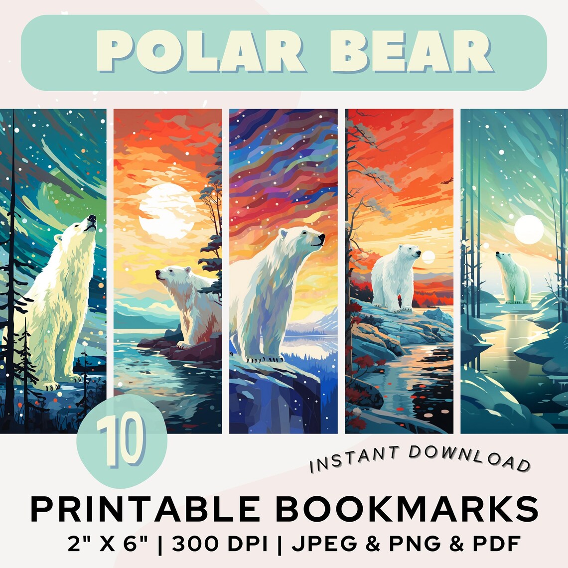 Polar Bear Printable Bookmarks Winter Animal Bookmark Printable ...