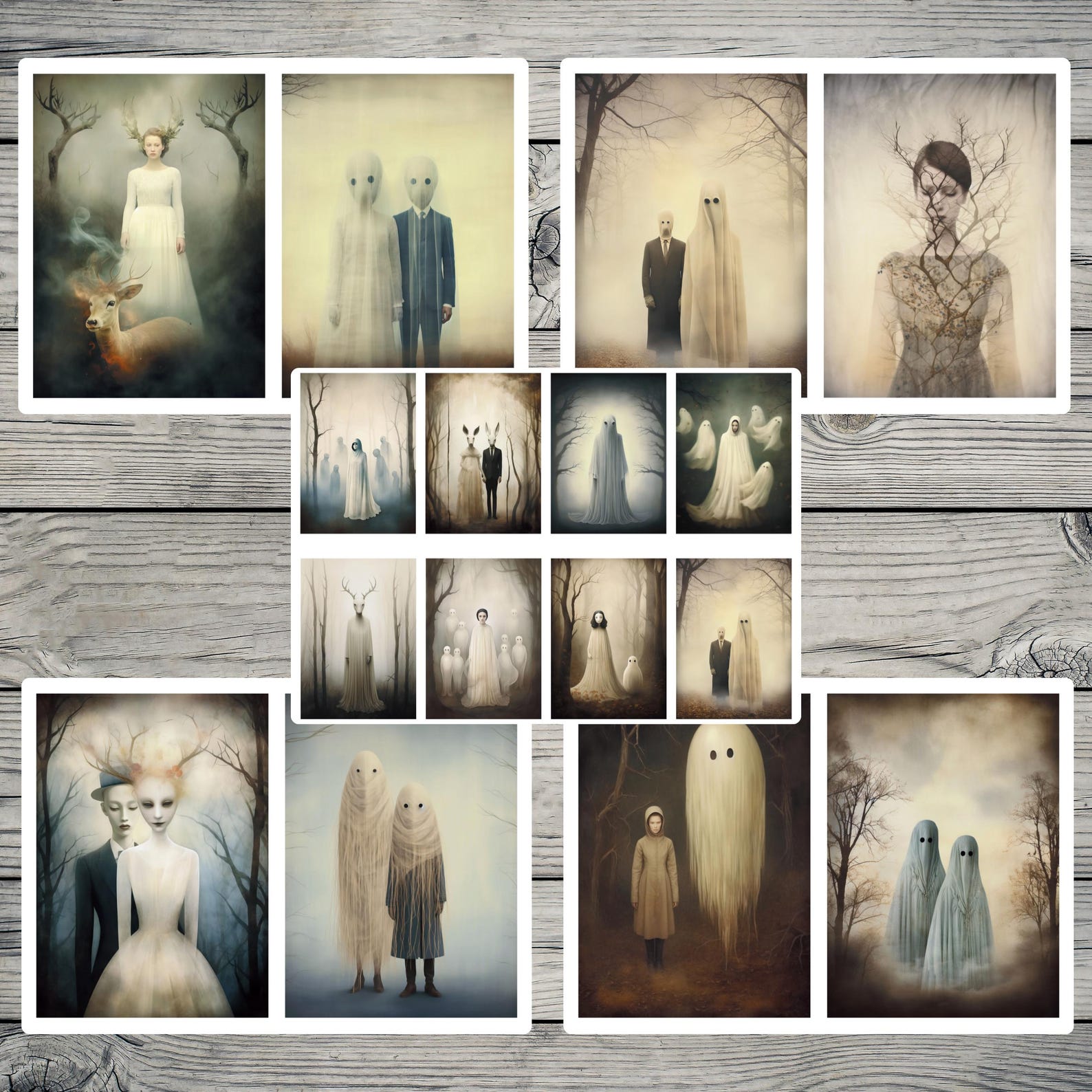 Mystical Ghosts Printable Junk Journal Cards ATC Card Making Phantom ...