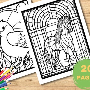 Farm Animal Stained Glass Pattern Coloring Page 20 Printable Pages JPEG ...