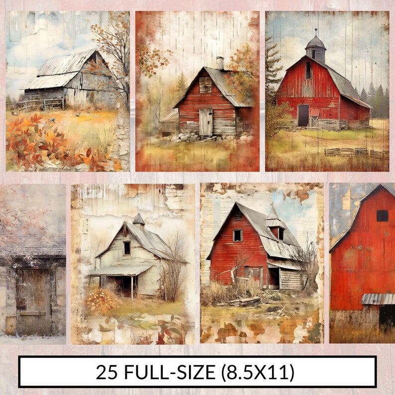 Barn Junk Journal Paper BIG BUNDLE Digital Papers Pack Collage ...
