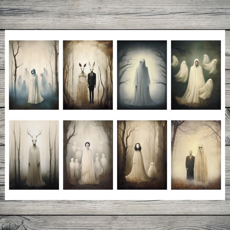 Mystical Ghosts Printable Junk Journal Cards ATC Card Making Phantom ...