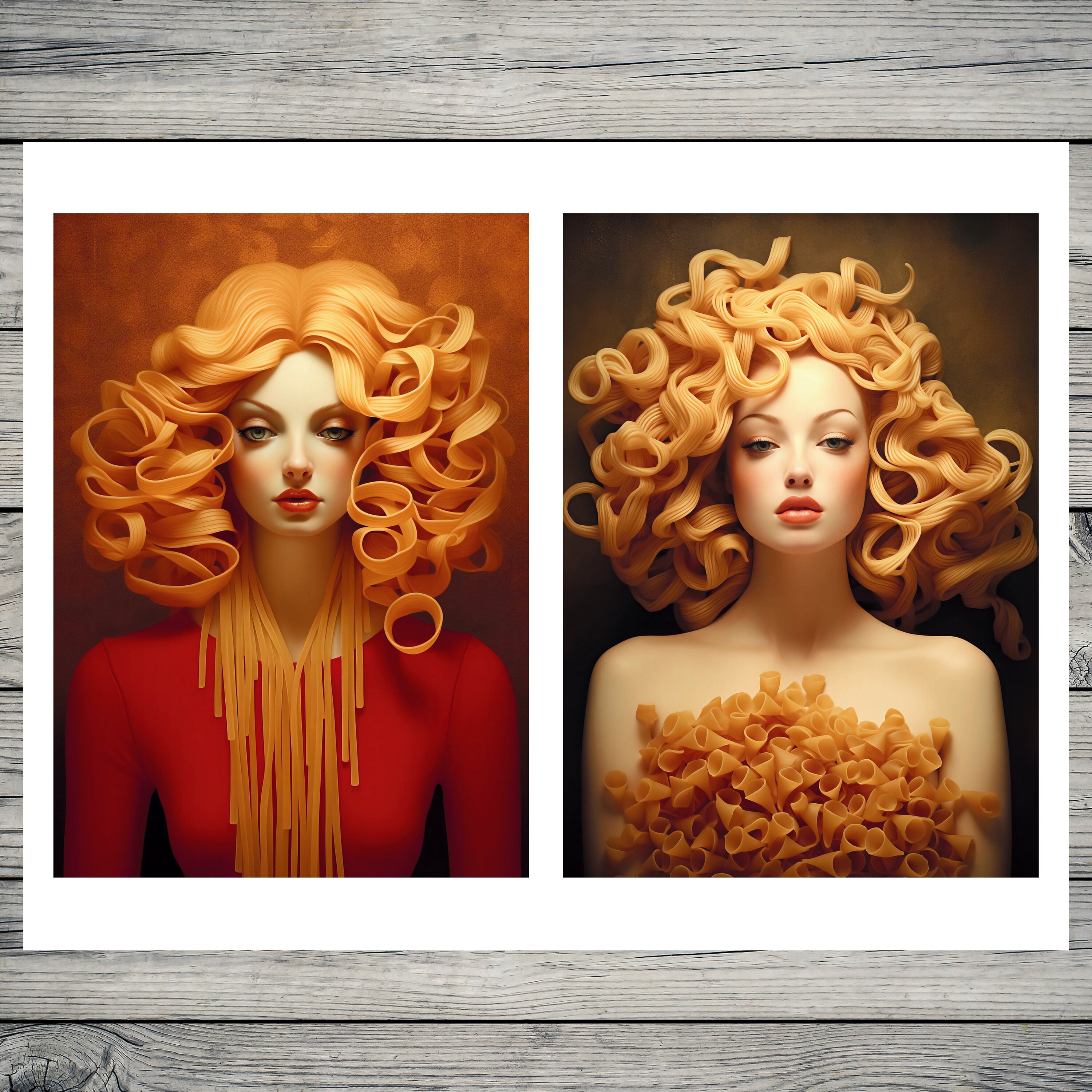 Pasta Printable Junk Journal Cards ATC Card Making Surreal Art Woman ...