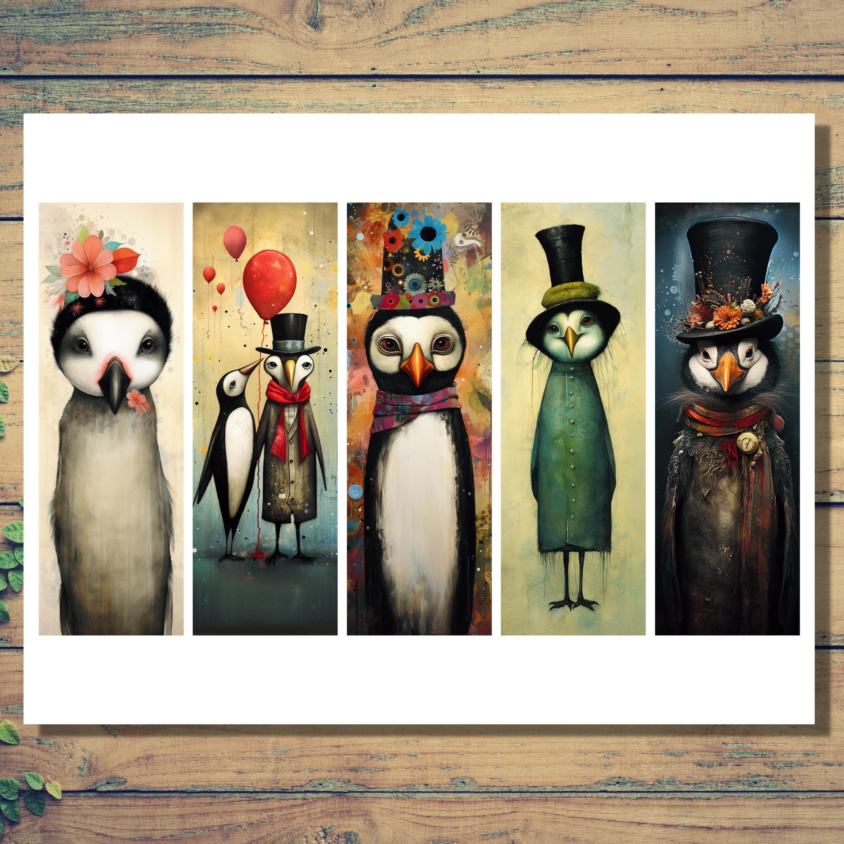 Penguin Bookmark Printable Bookmarks Whimsical Animal Bookmark - Etsy