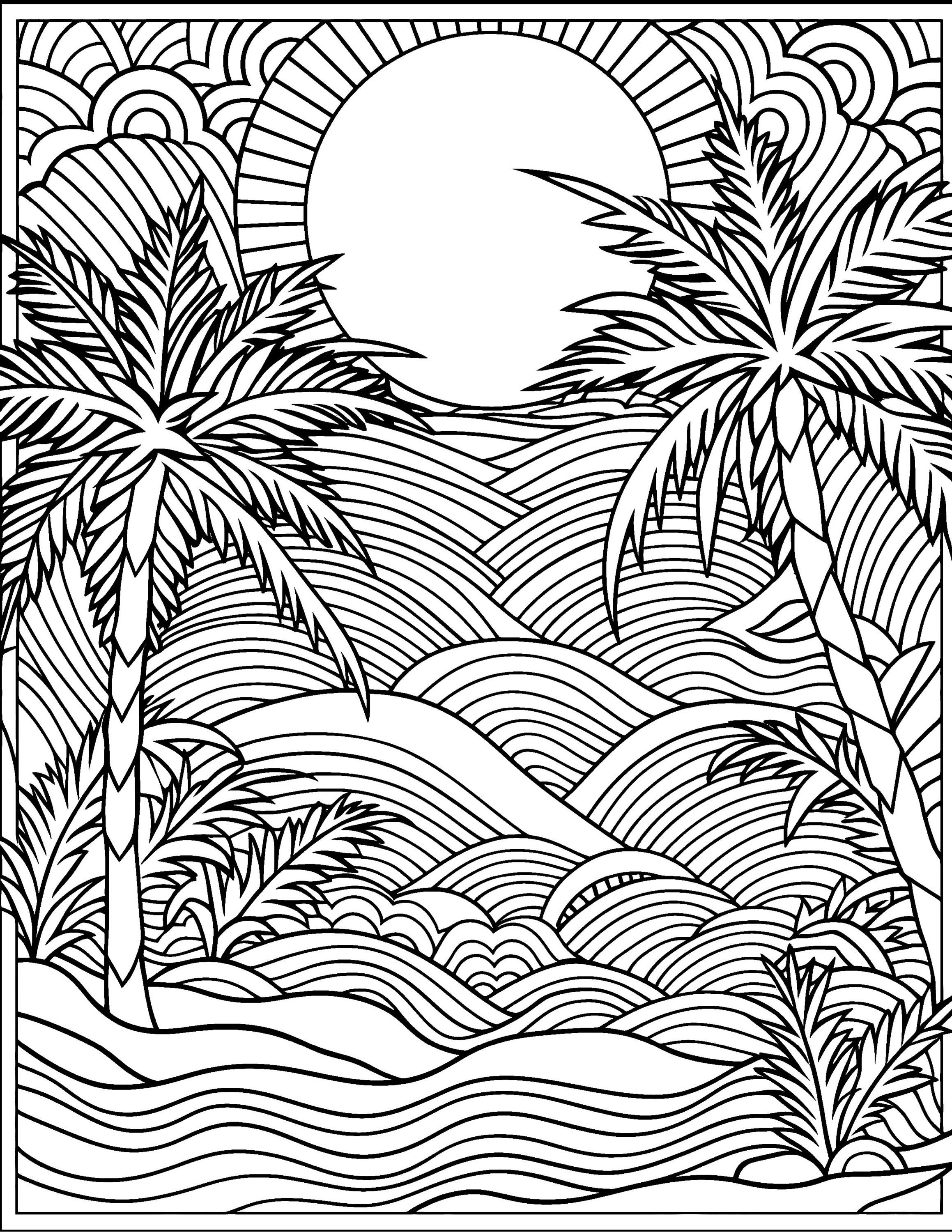 Tropical Island Coloring Page