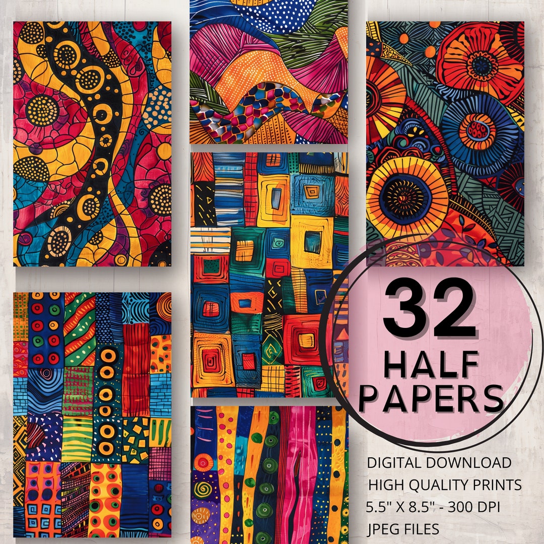 African Art Pattern Painting Journal Half Papers Printable Pages Ghana ...