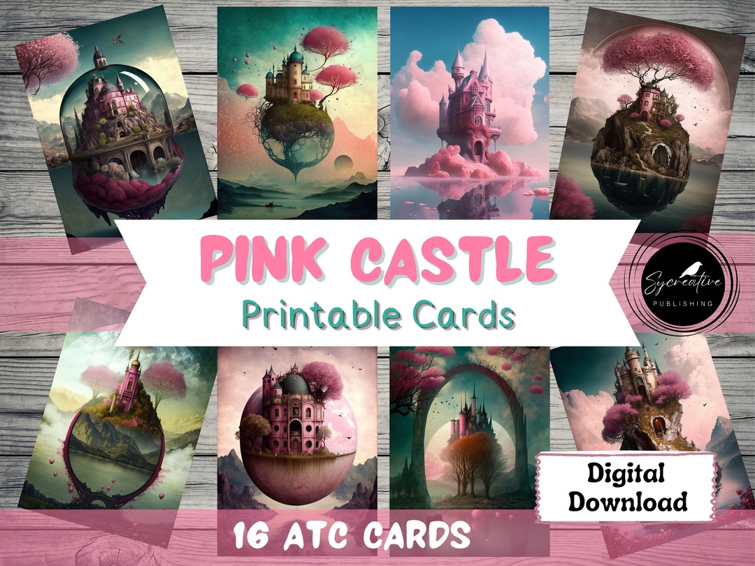 Pink Castle Printable ATC Cards, DIGITAL DOWNLOAD, Junk Journal ...