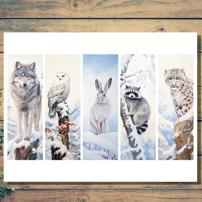 Winter Animal Bookmarks Printable Bookmark Winter Woodland Animals ...