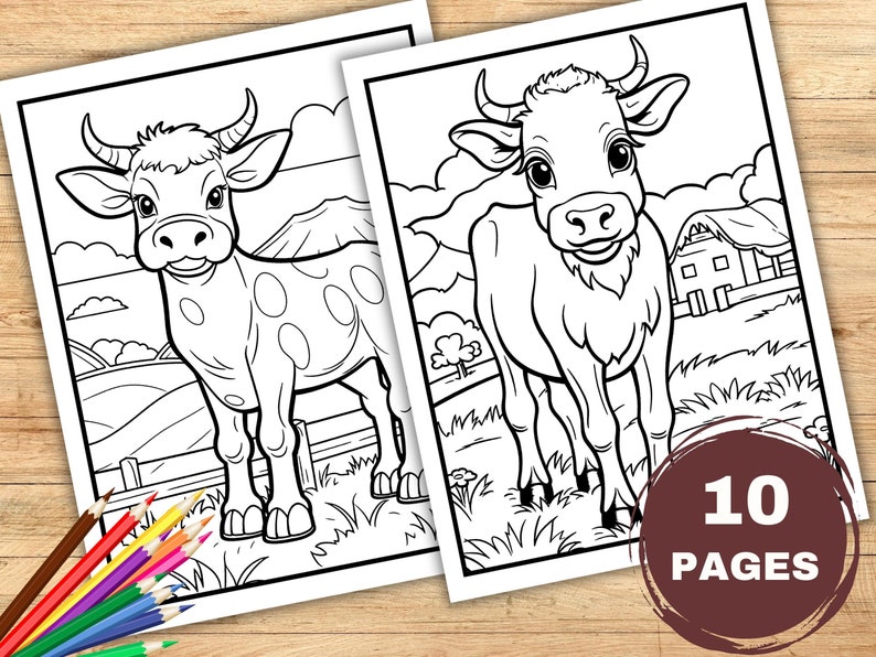 Cow Coloring Pages, 10 Printable Coloring Sheets for Kids and Adults ...