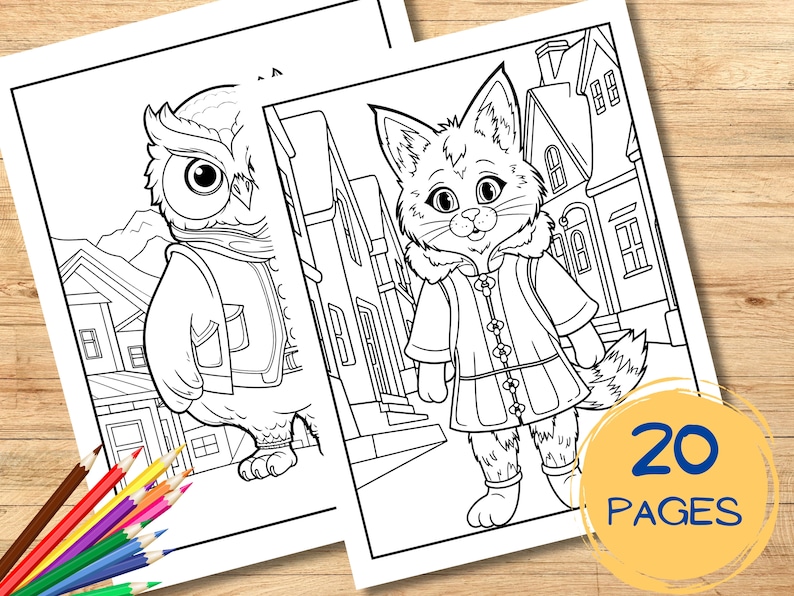 Anthropomorphic Animals in Clothes Coloring Pages 20 Printable Pages ...