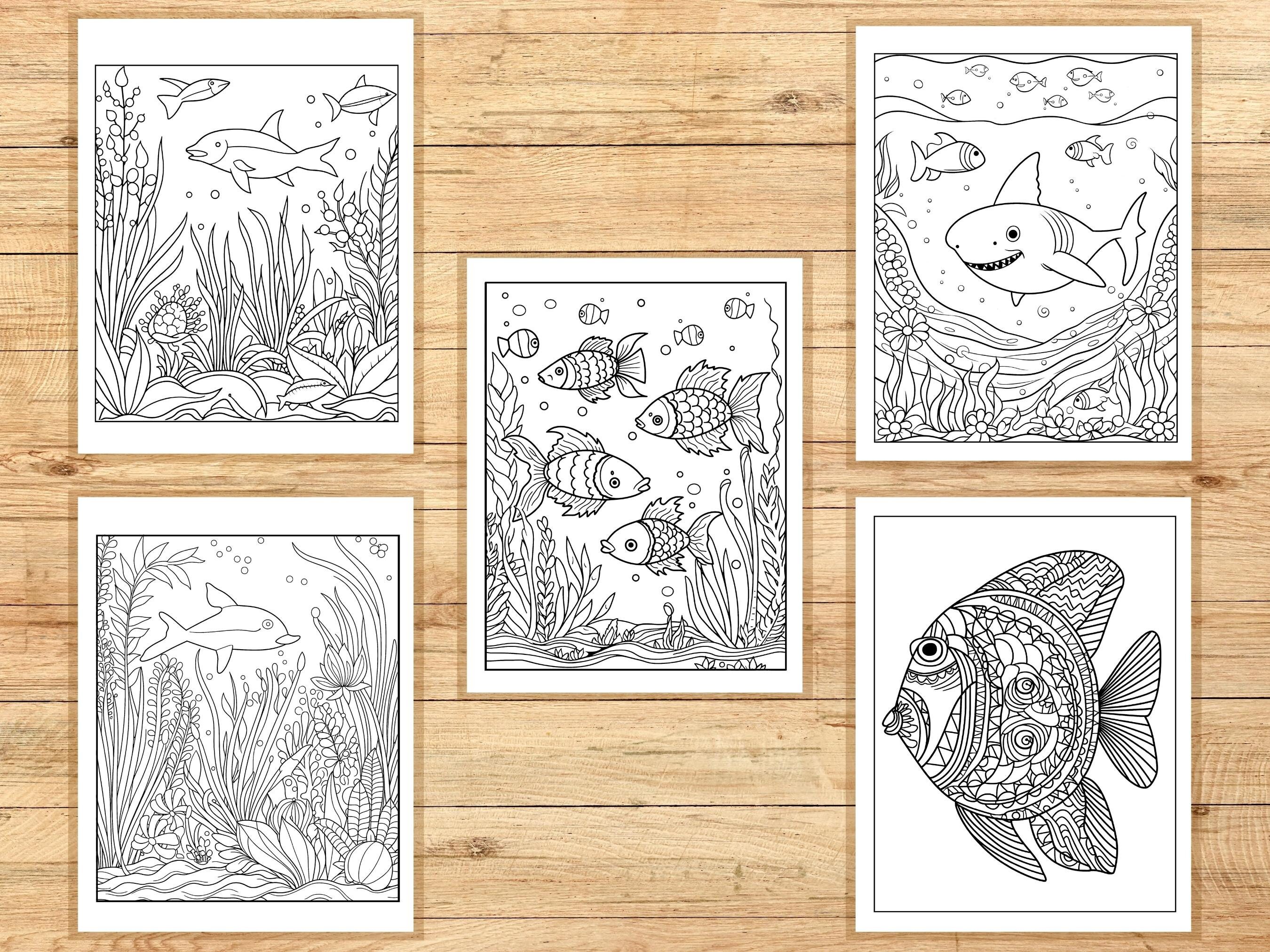 Ocean Sea Creatures Coloring Pages, 20 Printable Ocean Themed Coloring ...