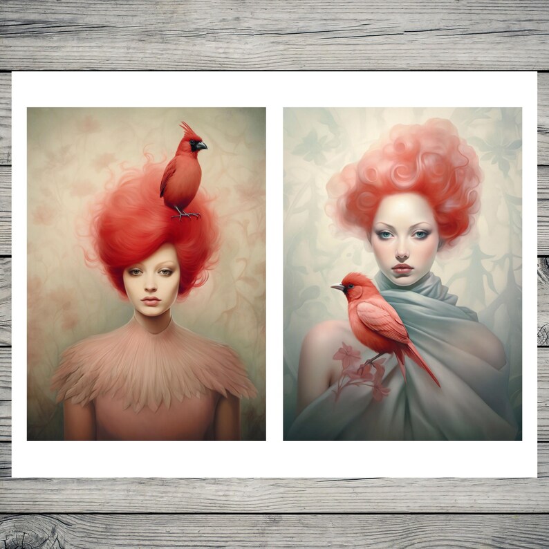 Northern Cardinal Printable Junk Journal Cards ATC Card Making Surreal ...